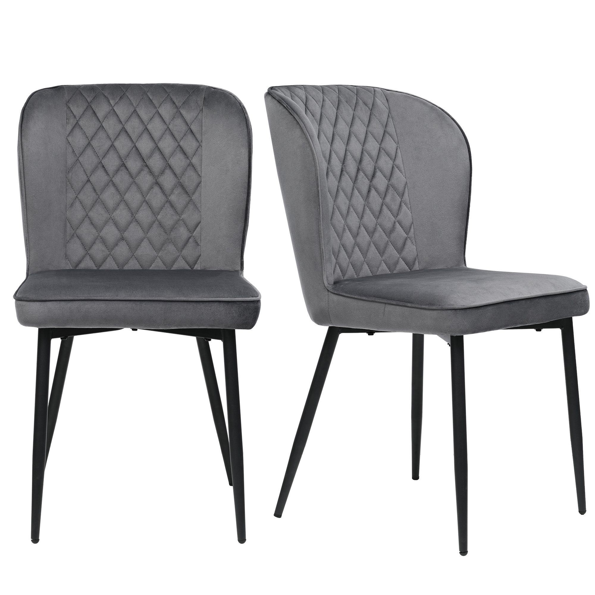 Flieks Esszimmerstuhl (2 St), 2er Set Polsterstühle Wohnzimmerstuhl mit Rückenlehne Metallbeine Samt